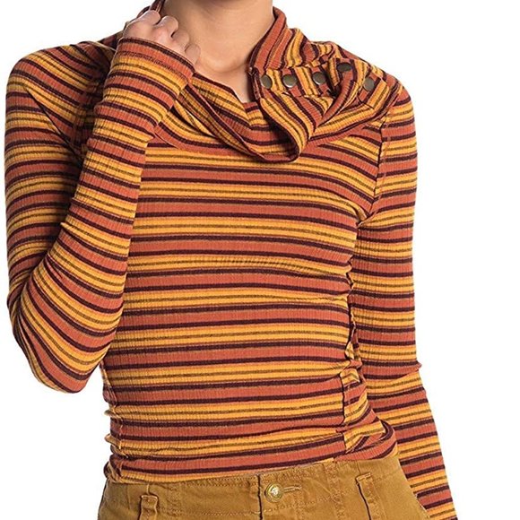 Free People | Tops | Free People Cape Cod Cowlneck Striped Thermal Top ...